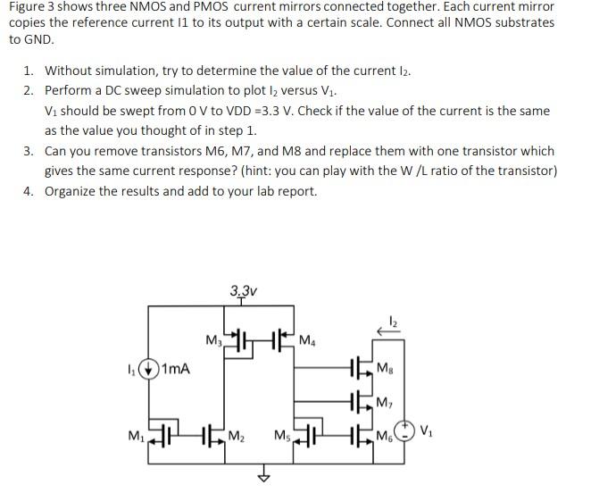 Solved Figure 3 Shows Three Nmos And Pmos Current Mirrors