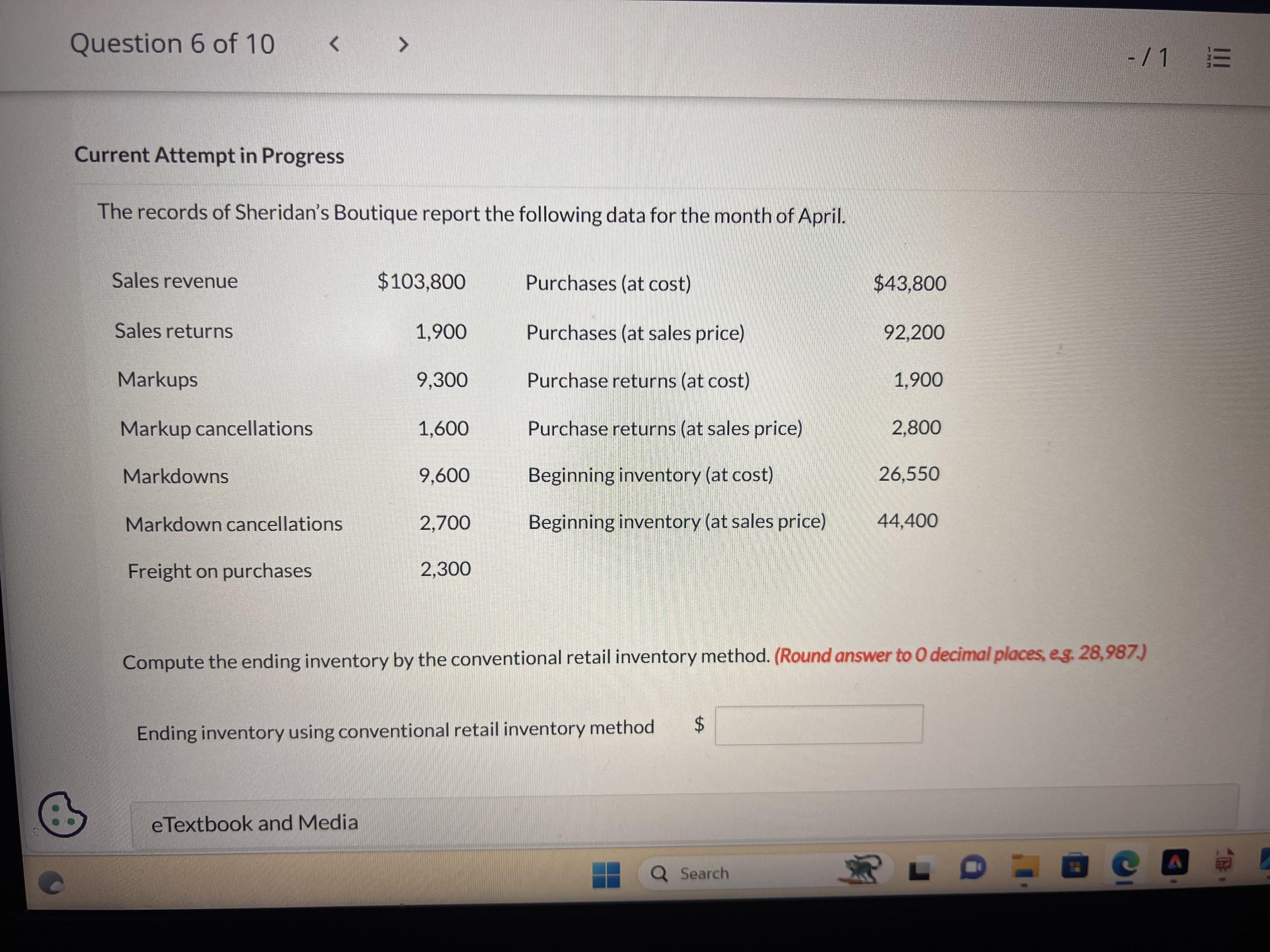 Solved Current Attempt in Progress The records of Sheridan's | Chegg.com