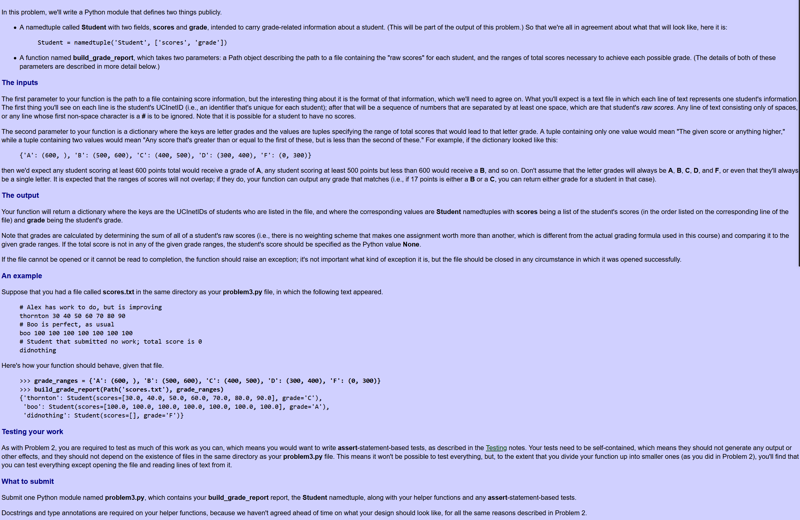 Solved In this problem, we'll write a Python module that | Chegg.com