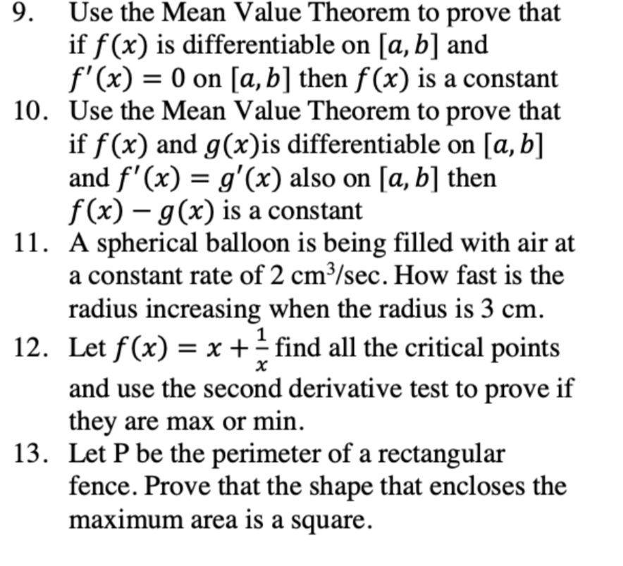 Solved 9. Use the Mean Value Theorem to prove that if 𝑓(𝑥) | Chegg.com