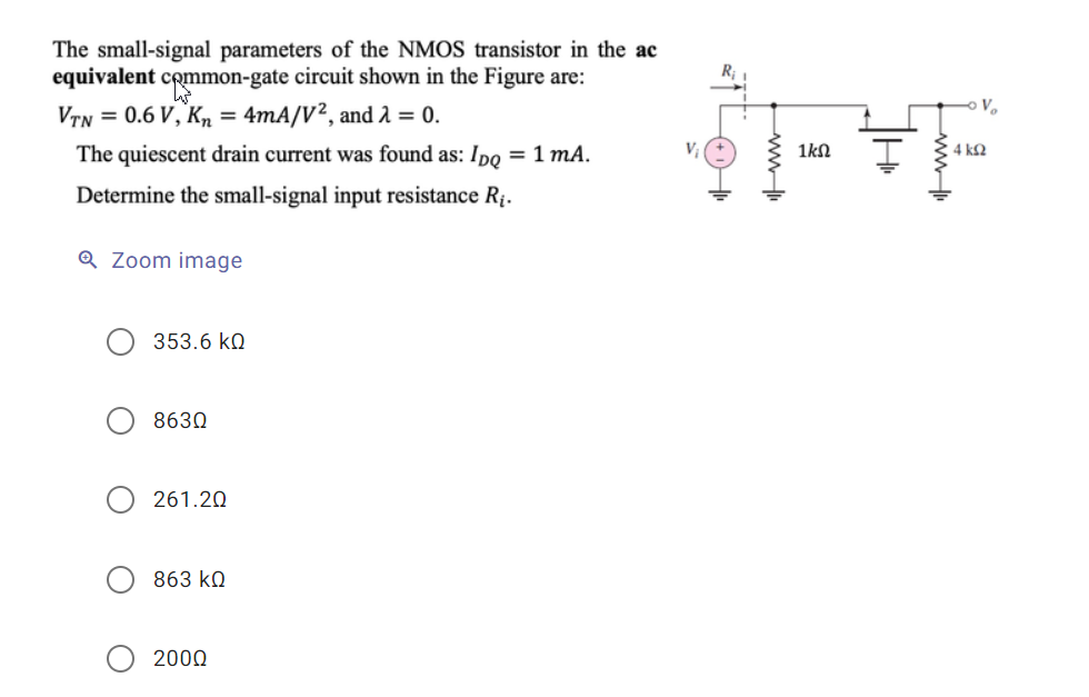 Solved R; V The small-signal parameters of the NMOS | Chegg.com