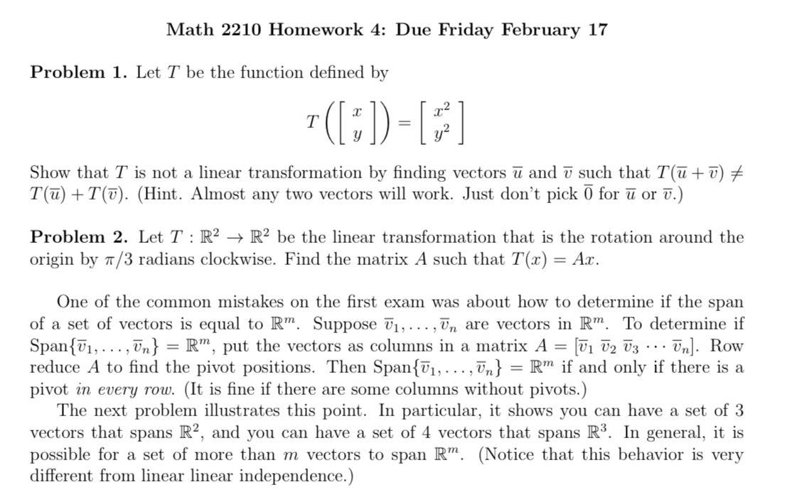 Solved Math 2210 Homework 4: Due Friday February 17 Problem | Chegg.com