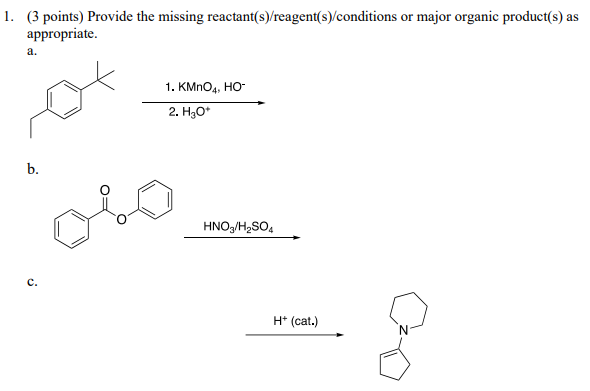 Solved 1. (3 points) Provide the missing | Chegg.com