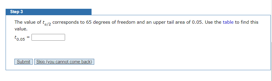 Solved The value of tα/2 corresponds to 65 degrees of | Chegg.com