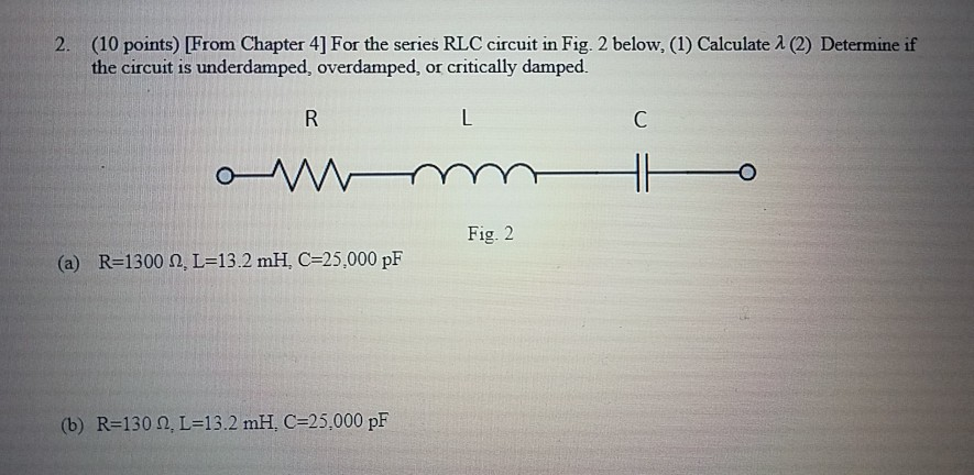 Solved 2. (10 points) From Chapter 4] For the series RLC | Chegg.com