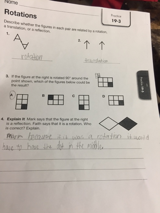Solved Name Rotations Practice 19-3. Describe whether the | Chegg.com