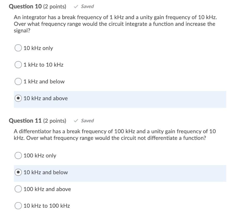 Solved An integrator has a break frequency of 1 kHz and a | Chegg.com