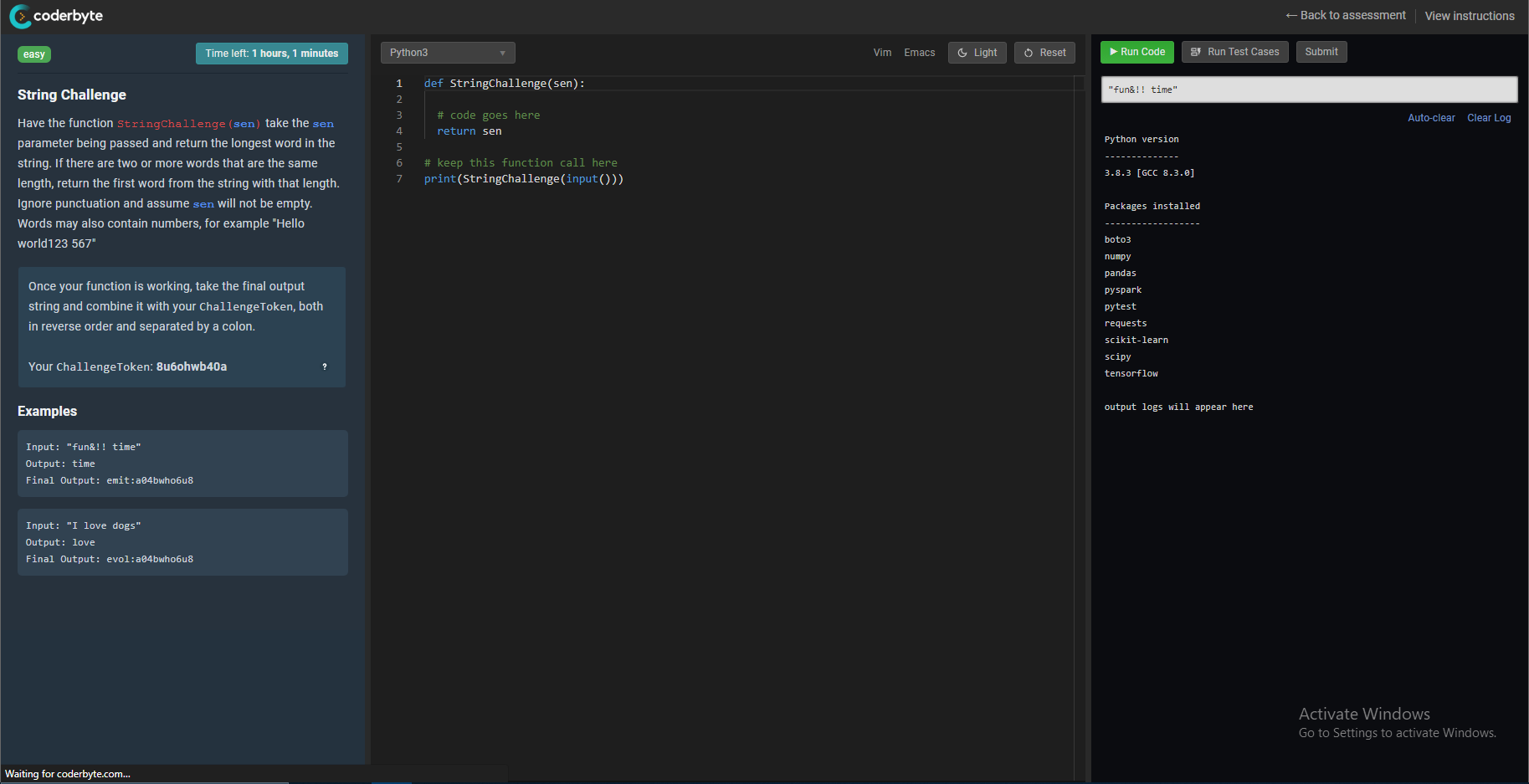 Solved \begin{tabular}{l|l} 1 & def StringChallenge(sen): \\ | Chegg.com