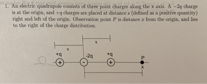 Solved 1. An electric quadrupole consists of three point | Chegg.com