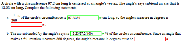Solved A circle with a circumference 97.2 cm long is | Chegg.com