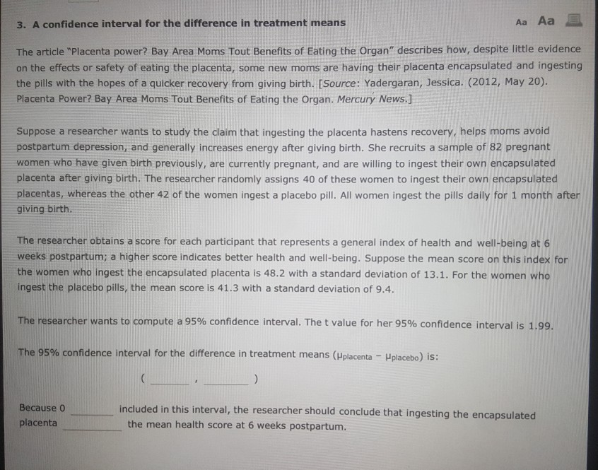 Solved 3. A confidence interval for the difference in | Chegg.com