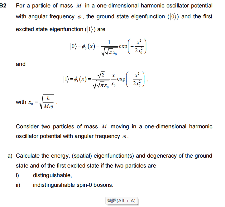 Solved B2 For a particle of mass M in a one-dimensional | Chegg.com