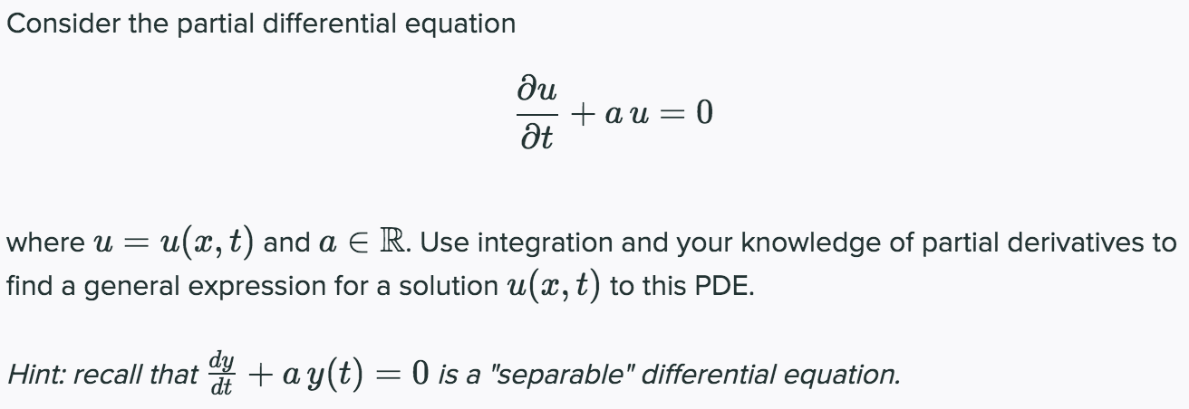Solved Consider the partial differential equation ди at + | Chegg.com