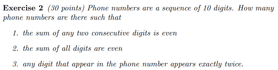 Solved Exercise 2 (30 points) Phone numbers are a sequence | Chegg.com Solved Exercise 2 (30 points) Phone numbers are a sequence | Chegg.com