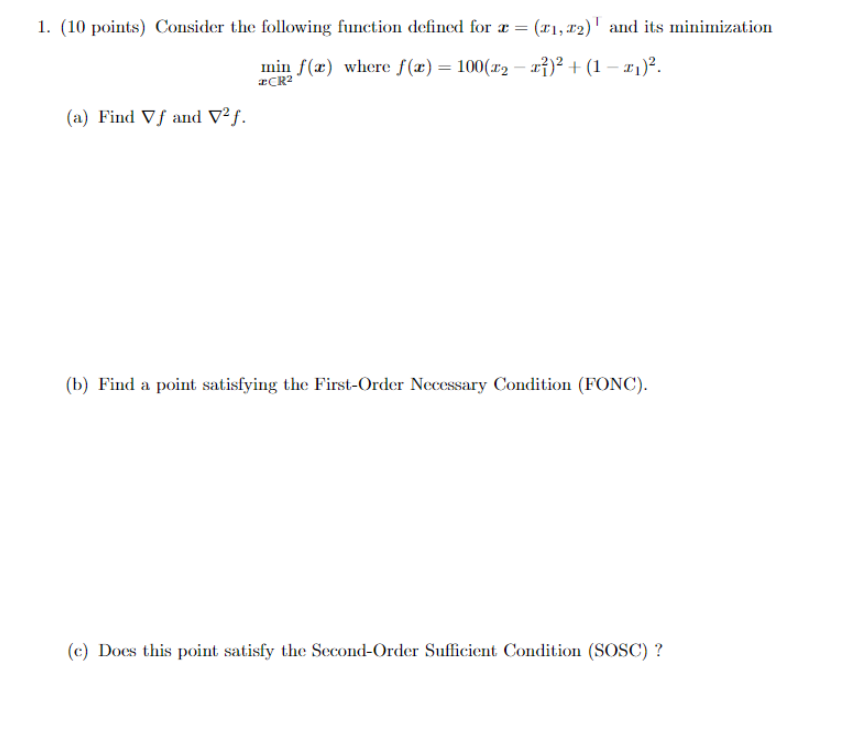 Solved 1. (10 points) Consider the following function | Chegg.com