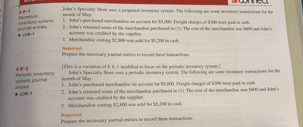 John's Specialty Store uses a perpetual inventory | Chegg.com