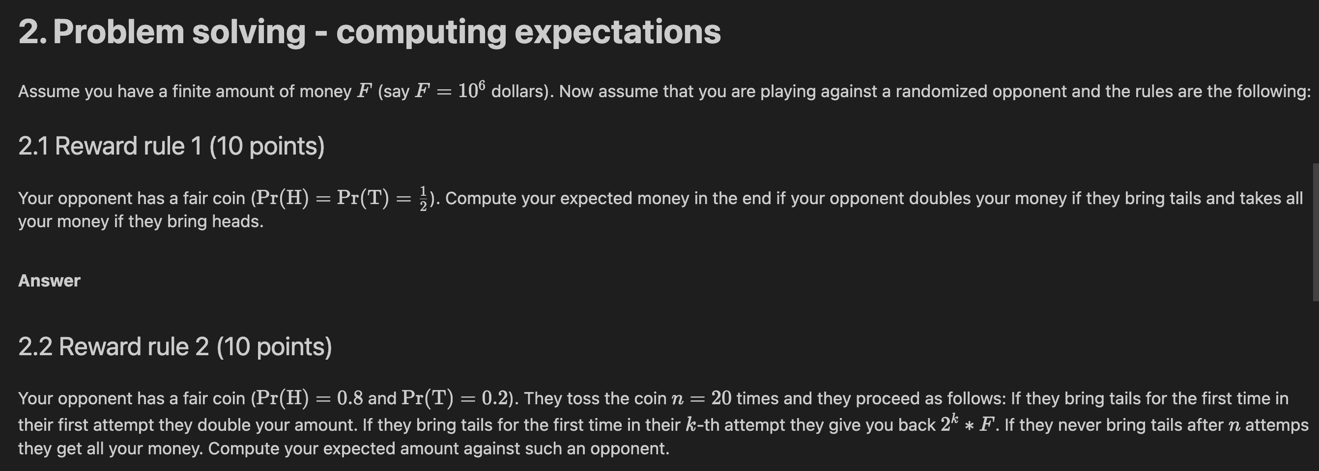 Solved 2. Problem solving - computing expectations Assume | Chegg.com