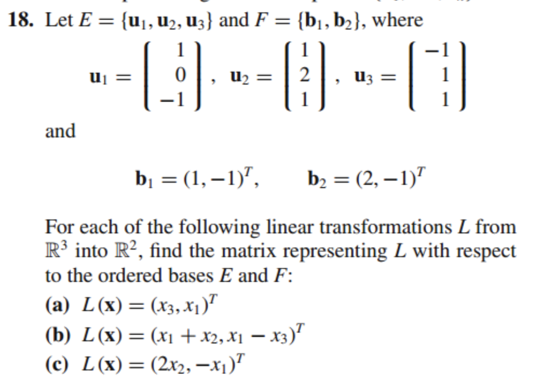 Solved Let E={u1,u2,u3} and F={b1,b2}, where | Chegg.com