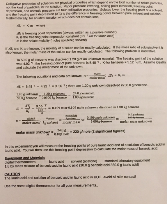 Solved Colligative properties of solutions are physical | Chegg.com