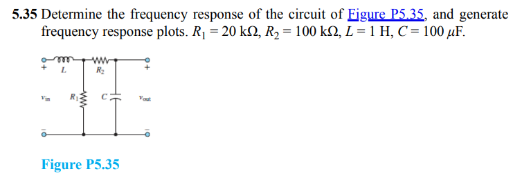 Solved 5.35 Determine the frequency response of the circuit | Chegg.com