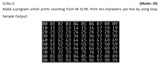 Solved Q.No.3. (Marks:20) Make a program which prints | Chegg.com