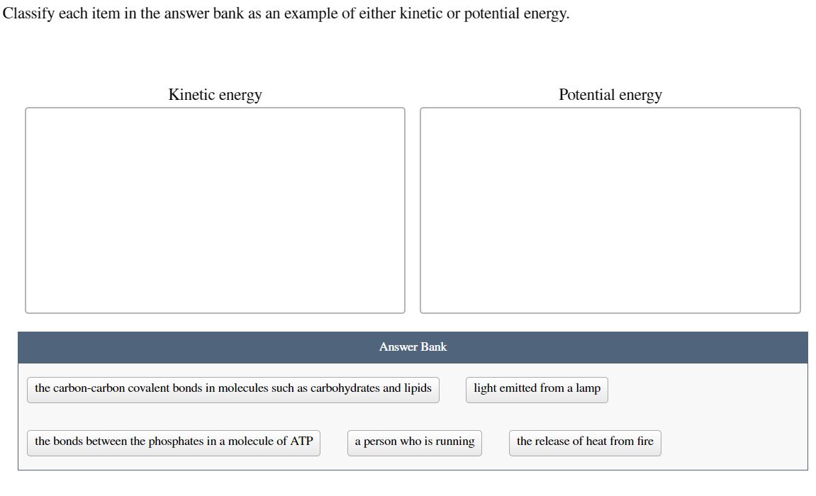 Solved Classify each item in the answer bank as an example | Chegg.com