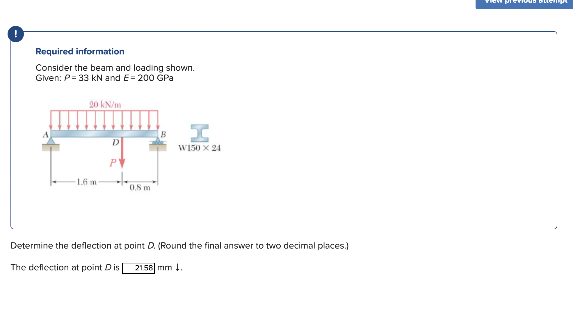 Solved Required information Consider the beam and loading | Chegg.com