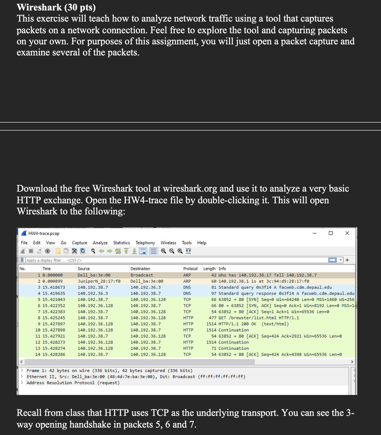 Solved Wireshark (30 pts) This exercise will teach how to | Chegg.com