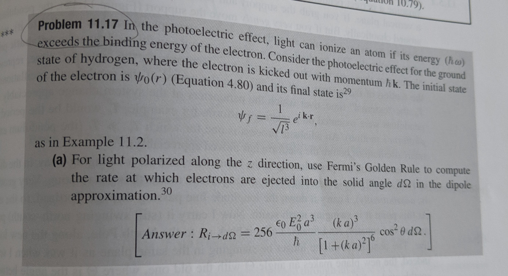 Solved 0.79) Problem 11.17 In the photoelectric effect, | Chegg.com