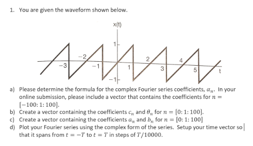Solved Please Create Proper Matlab Vectors Containing The 