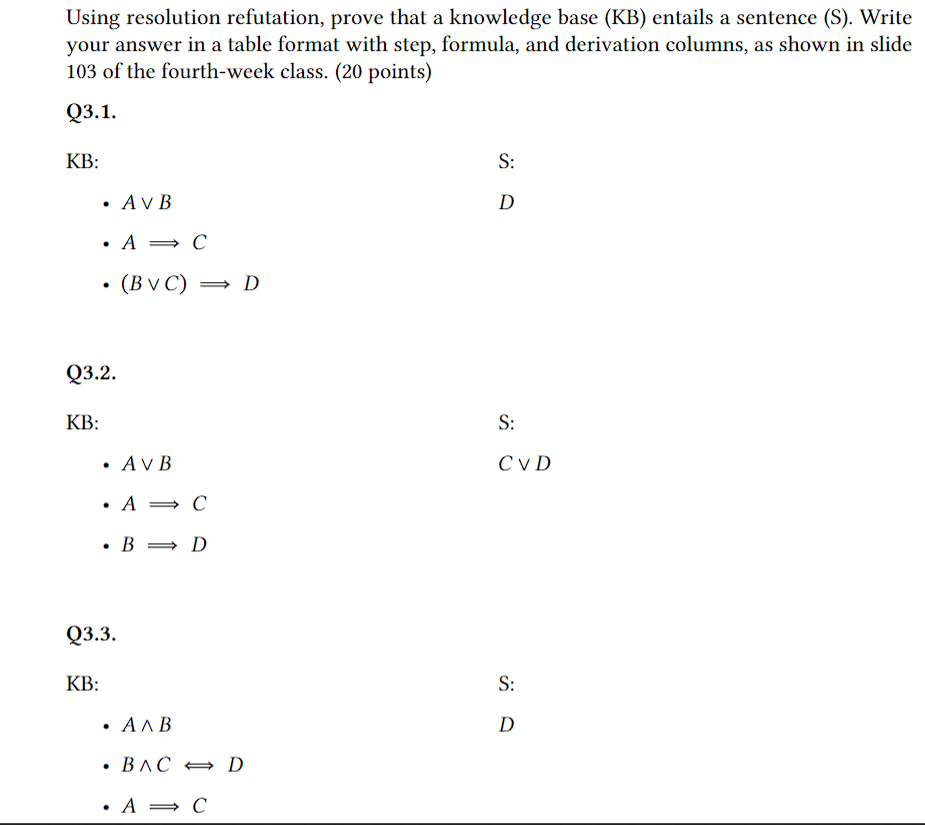 Using resolution refutation, prove that a knowledge | Chegg.com