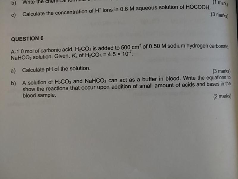 Solved b) Write the chemical fomm (i mark) (3 marks c) | Chegg.com