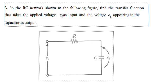 Solved 3. In the RC network shown in the following figure, | Chegg.com