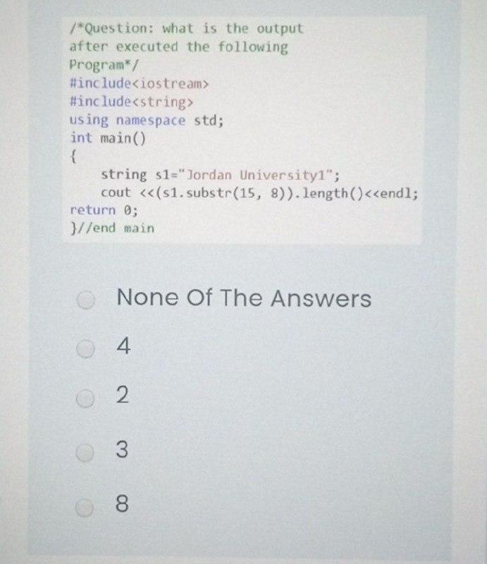 Solved /*Question: what is the output after executed the | Chegg.com