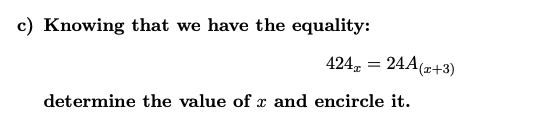 Solved c) Knowing that we have the equality: 424, = 24A(3+3) | Chegg.com