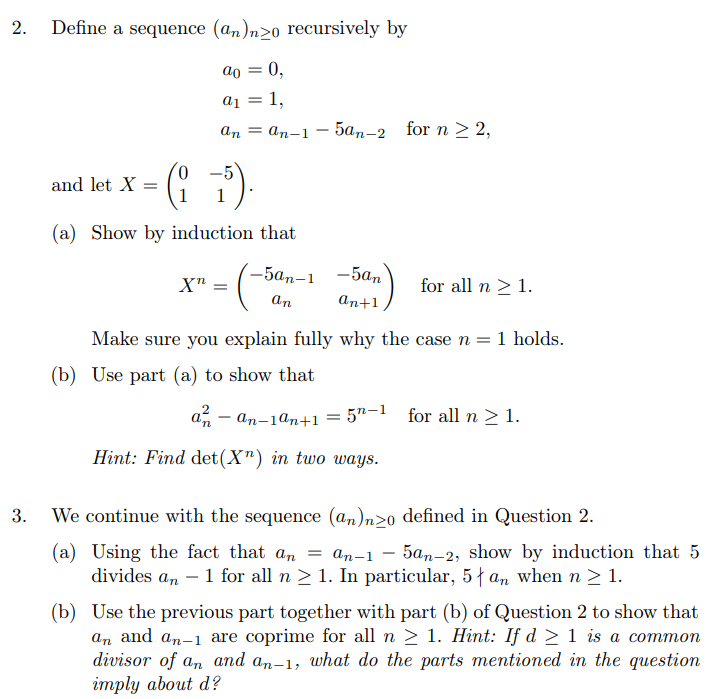 Solved 2. Define a sequence (an)n≥0 recursively by | Chegg.com