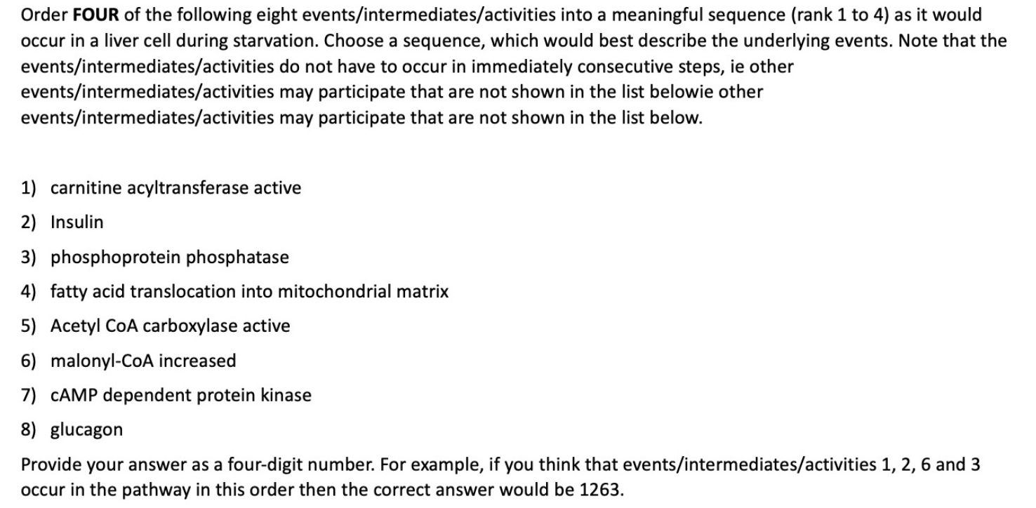 Solved Order FOUR of the following eight | Chegg.com