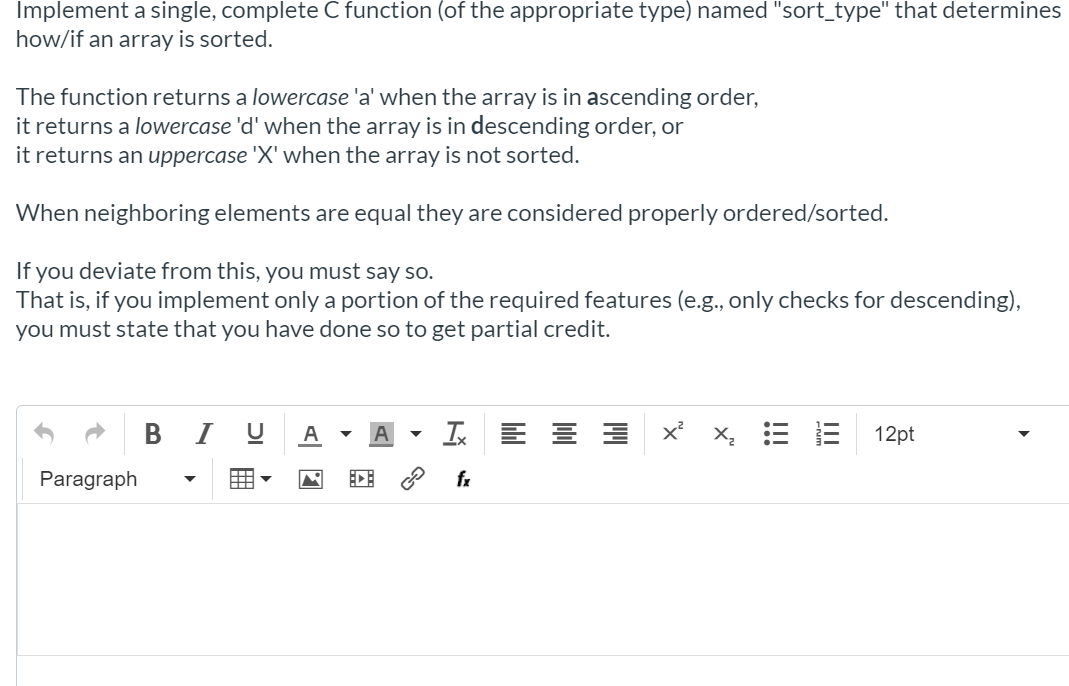 Solved Implement a single, complete C function (of the | Chegg.com