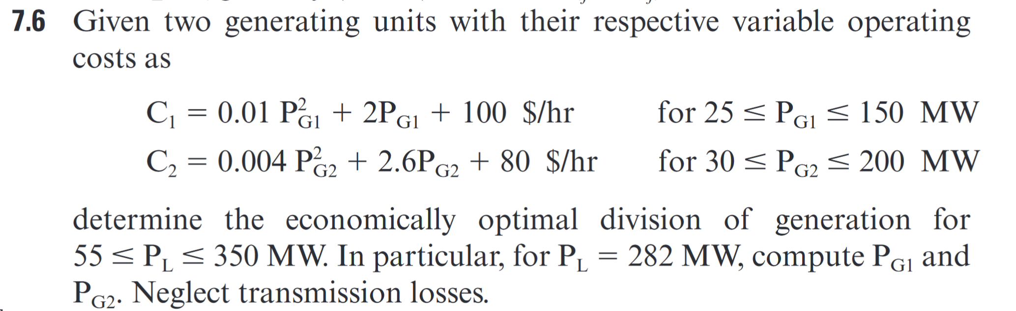 Solved 6 Given two generating units with their respective | Chegg.com