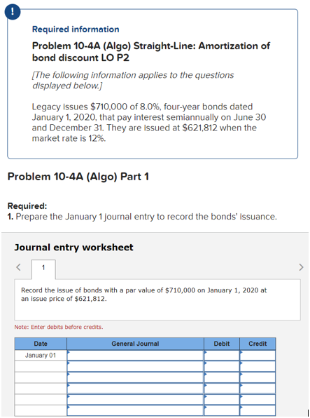 Solved ! Required information Problem 10-4A (Algo) | Chegg.com