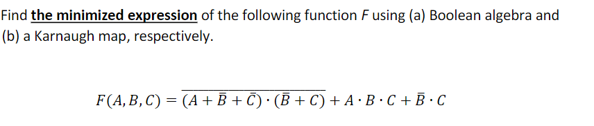 Solved Find the minimized expression of the following | Chegg.com