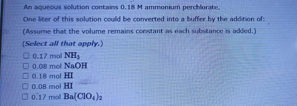 Solved Am aqueous solution contains 0.18M ammonium | Chegg.com