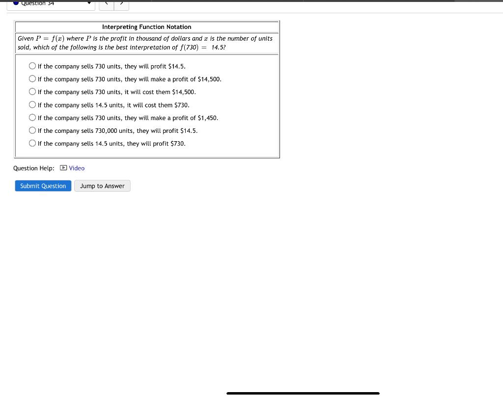 Solved Question 34 Interpreting Function Notation Given P = | Chegg.com