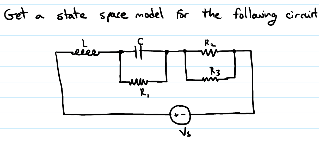 Solved Get a for the following circuit state space model | Chegg.com