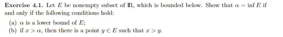 Solved Exercise 4.1. Let E be nonempty subset of R, which is | Chegg.com