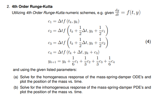 (zas) (4) 2. 4th Order Runge-Kutta Utilizing 4th | Chegg.com