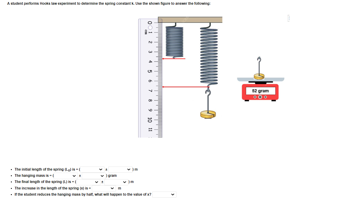 Solved A student performs Hooks law experiment to determine | Chegg.com