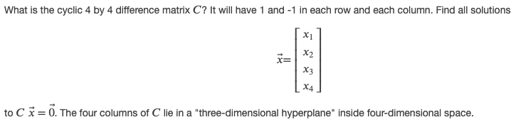 Solved What is the cyclic 4 by 4 difference matrix C? It | Chegg.com