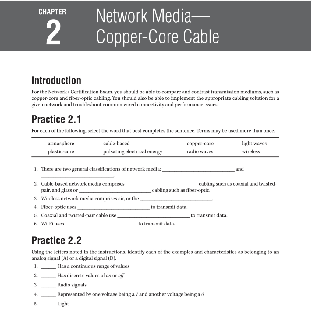 Solved CHAPTER 2 Network Media— Copper-Core Cable | Chegg.com