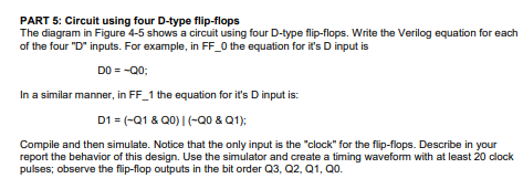 PART 5: Circuit using four D-type flip-flops The | Chegg.com